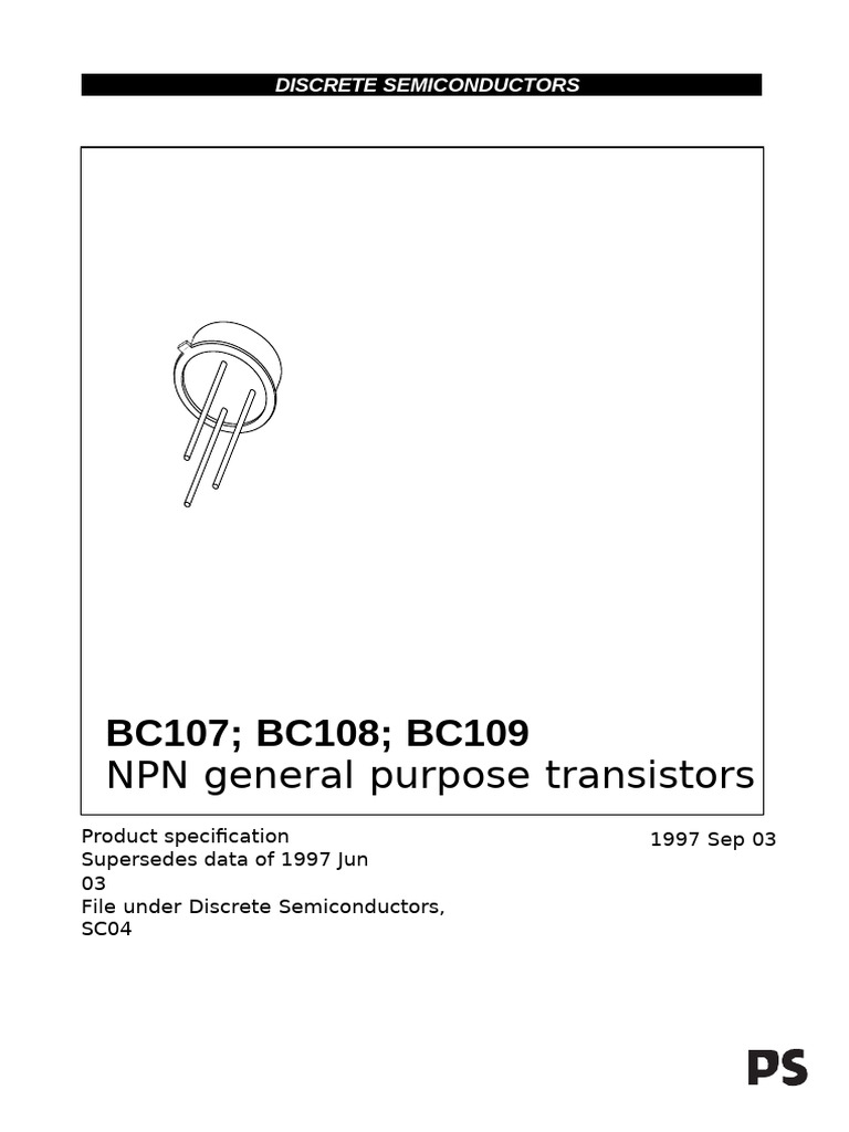 BC107 BC108 BC109 NPN Transistor Specs | PDF | Bipolar Junction ...