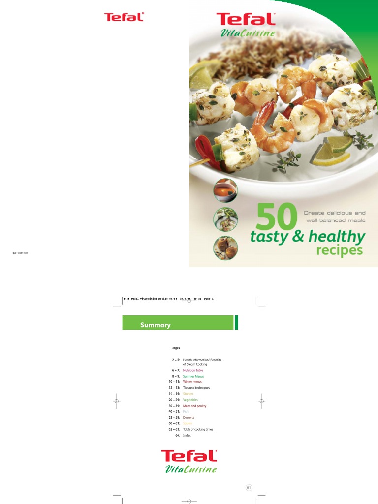 Tefal VitaCuisine Steamer Recipes Guide | PDF | Cooking | Foods