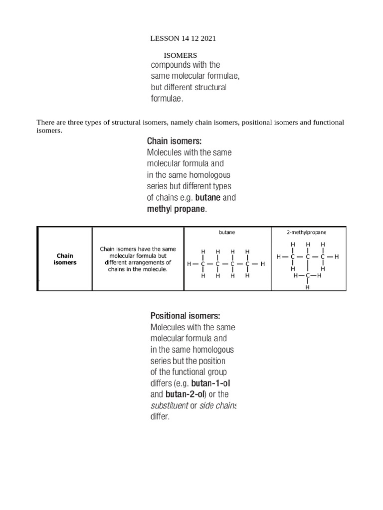 Types of Structural Isomers | PDF