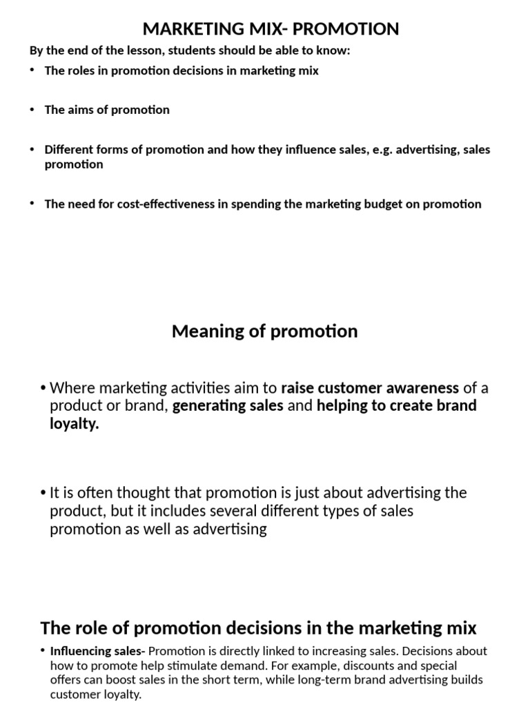 Marketing Mix - Promotion | PDF | Advertising | Brand