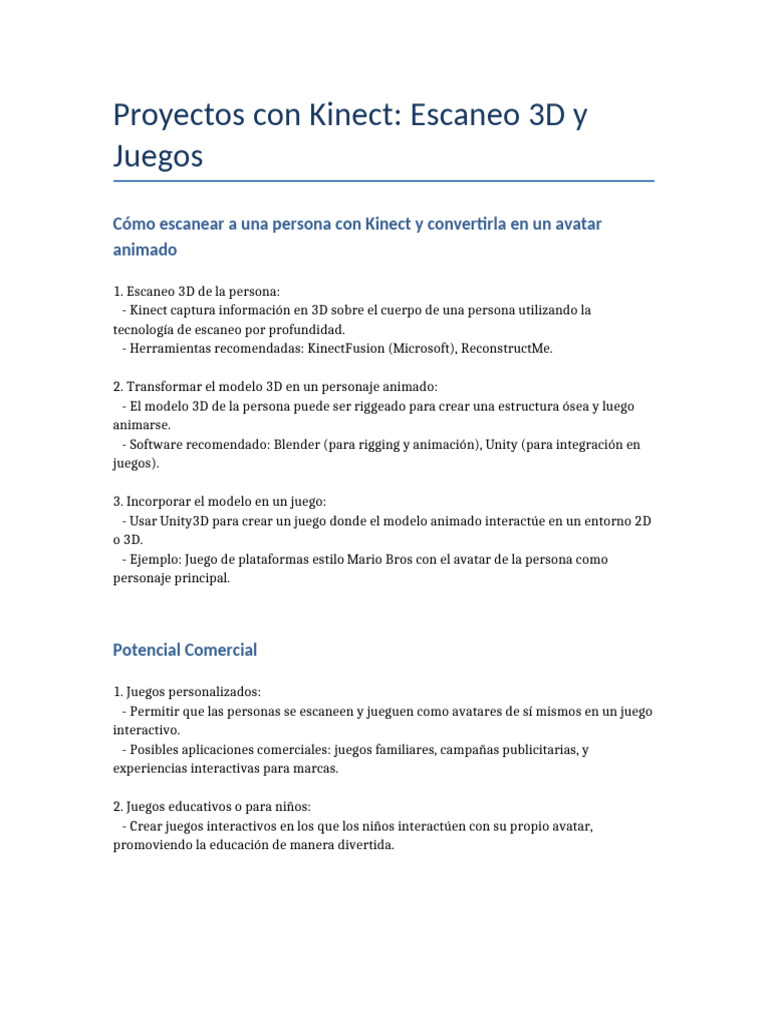 Proyectos Kinect | PDF