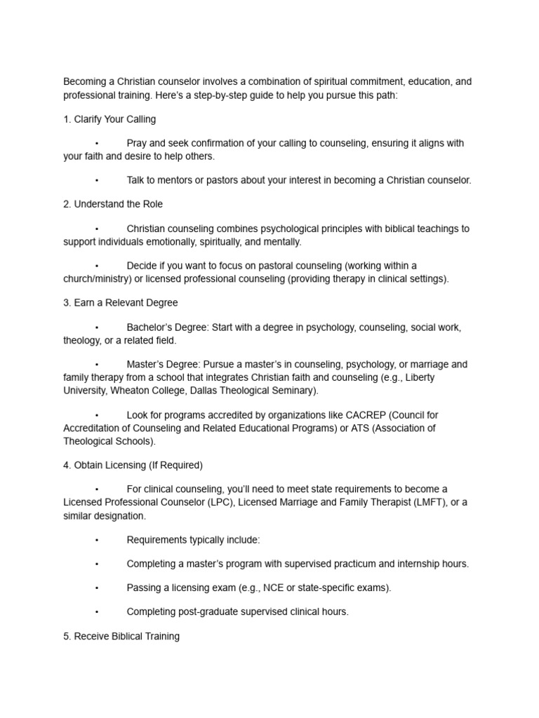 Steps to Become a Christian Counselor | PDF | Counseling Psychology ...