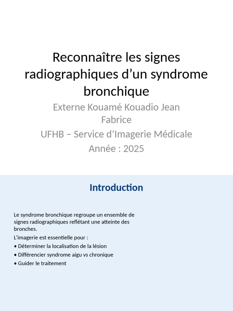 Signes radiographiques du syndrome bronchique | PDF | Maladies et ...