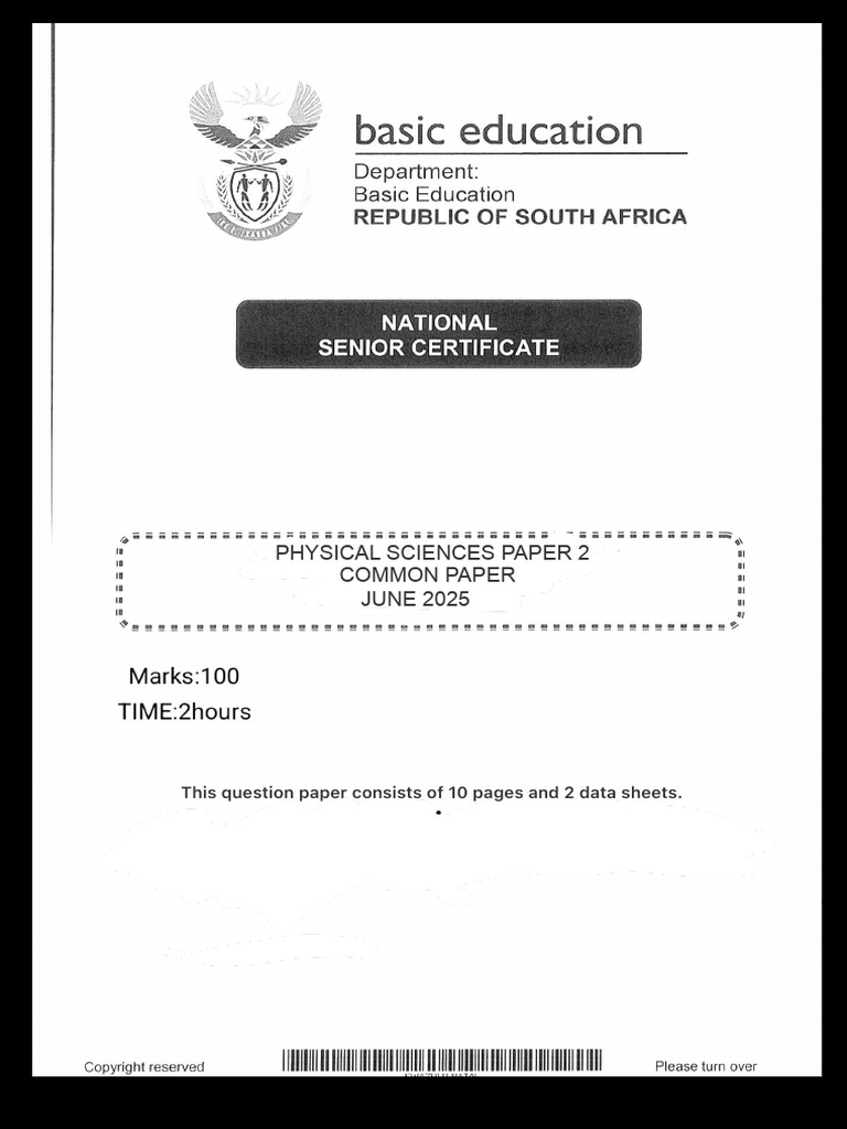 Physical Sciences Chemistry Paper 2 17 June 2025 | PDF