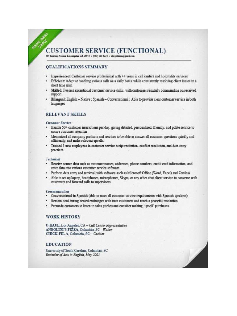 Functional Resume Example | PDF