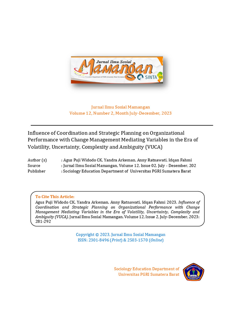 VUCA Impact on Organizational Performance | PDF | Coefficient Of ...