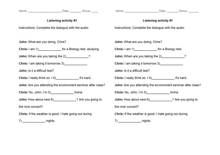 Listening Activity #1 | PDF