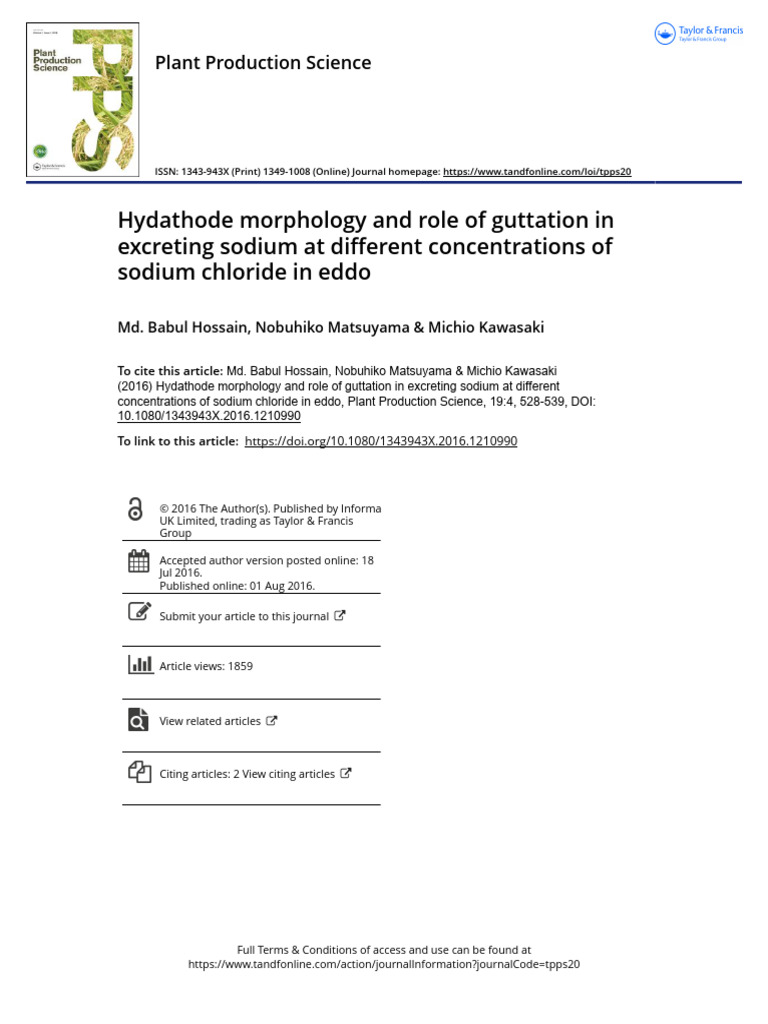 Hydathode Morphology and Role of Guttation in Excr | PDF | Leaf ...