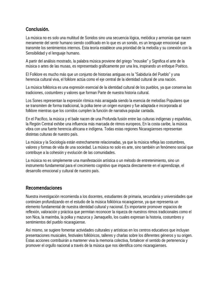 Conclusión Folklore by Josseling (1) | PDF | Folklore | Nicaragua