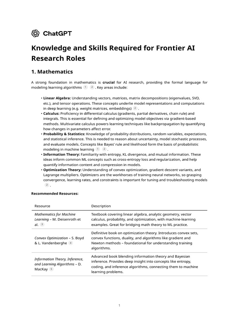 Essential Skills for AI Research Roles | PDF | Machine Learning ...
