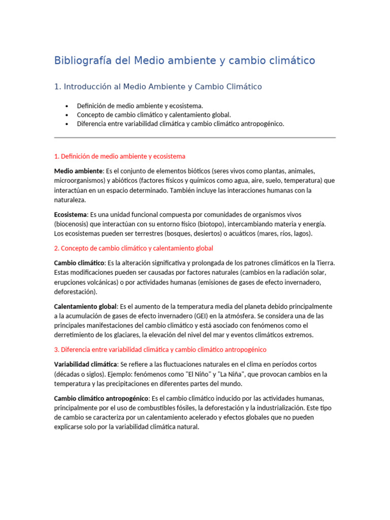 Bibliografía Del Medio Ambiente y Cambio Climático | PDF | Protocolo de ...