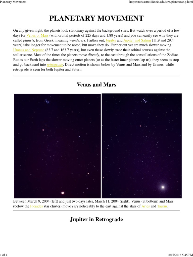 Planetary Movement | PDF | Planets | Neptune