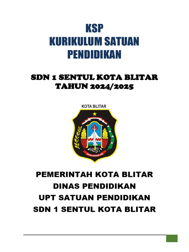 Kosp SDN 1 Sentul 2024-2025 Lengkap Lampiran | PDF