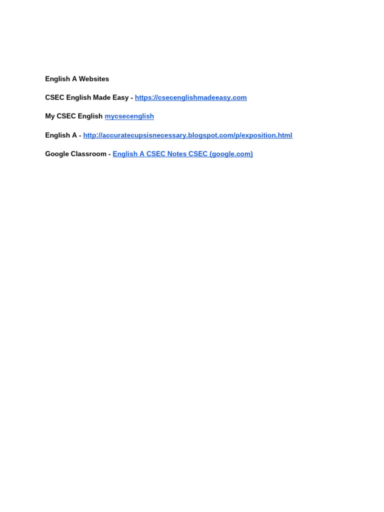 CSEC English A Resources and Notes | PDF