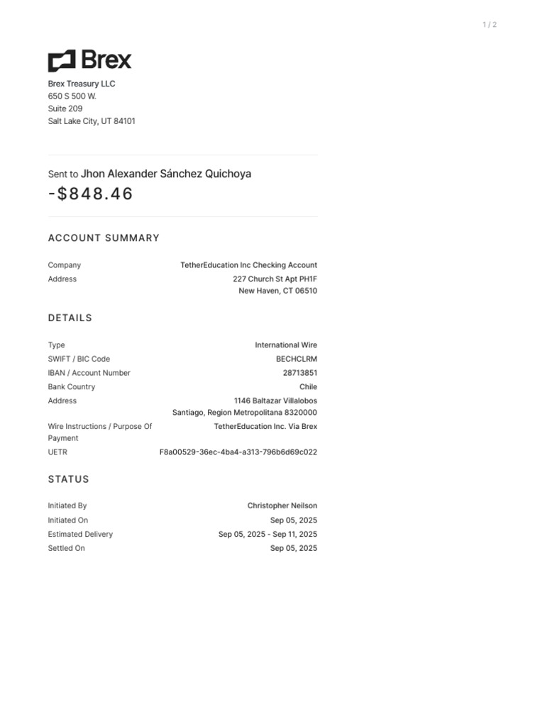 Brex Business Account Transaction 2025.9.9. | PDF | Money Market Fund ...