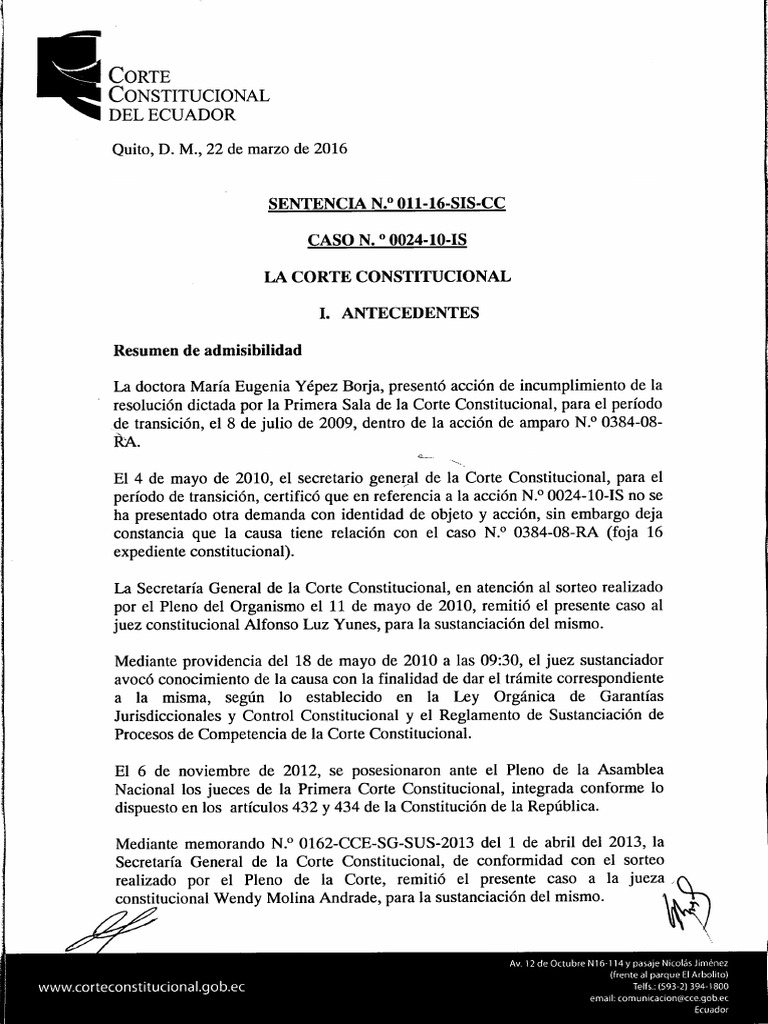 011 16 Sis CC Proceso de Reparacion | PDF | Juez | Ecuador