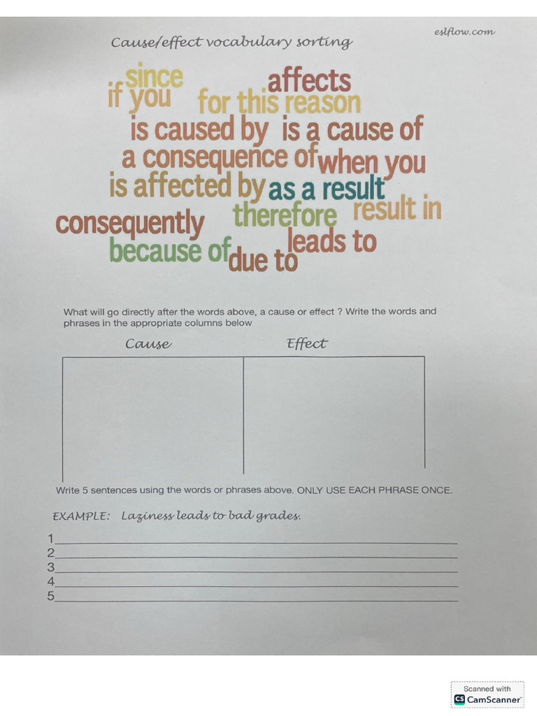 W3. Cause and Effect Sorting and Sentenc | PDF