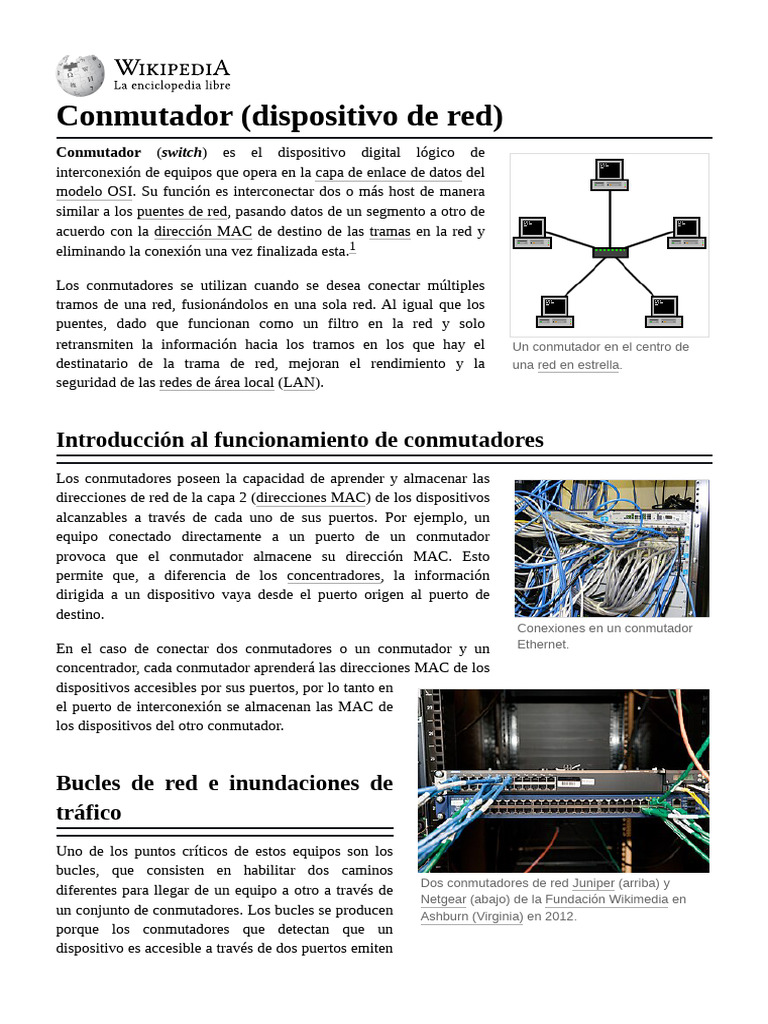 Funcionamiento y tipos de conmutadores de red | PDF | Conmutador de red ...