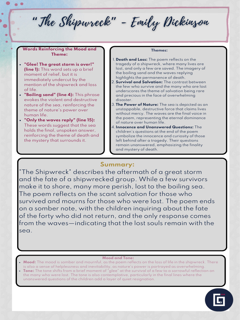The Shipwreck - Cheat Sheet | PDF | Poetry