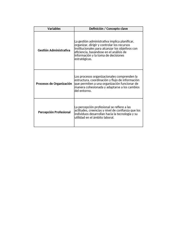 Definicion Variables RIE | PDF | Planificación | Business
