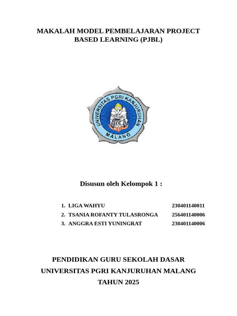 Makalah Model Pembelajaran Project Based Learning | PDF