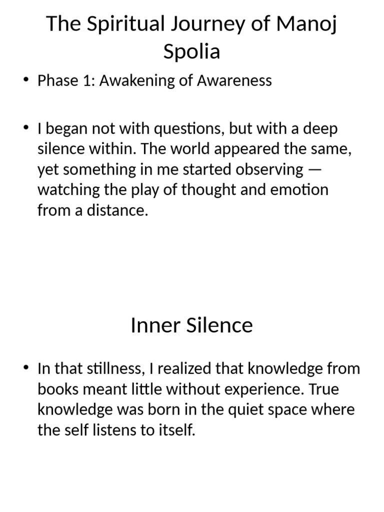 The Spiritual Journey of Manoj Spolia Phase1 | PDF