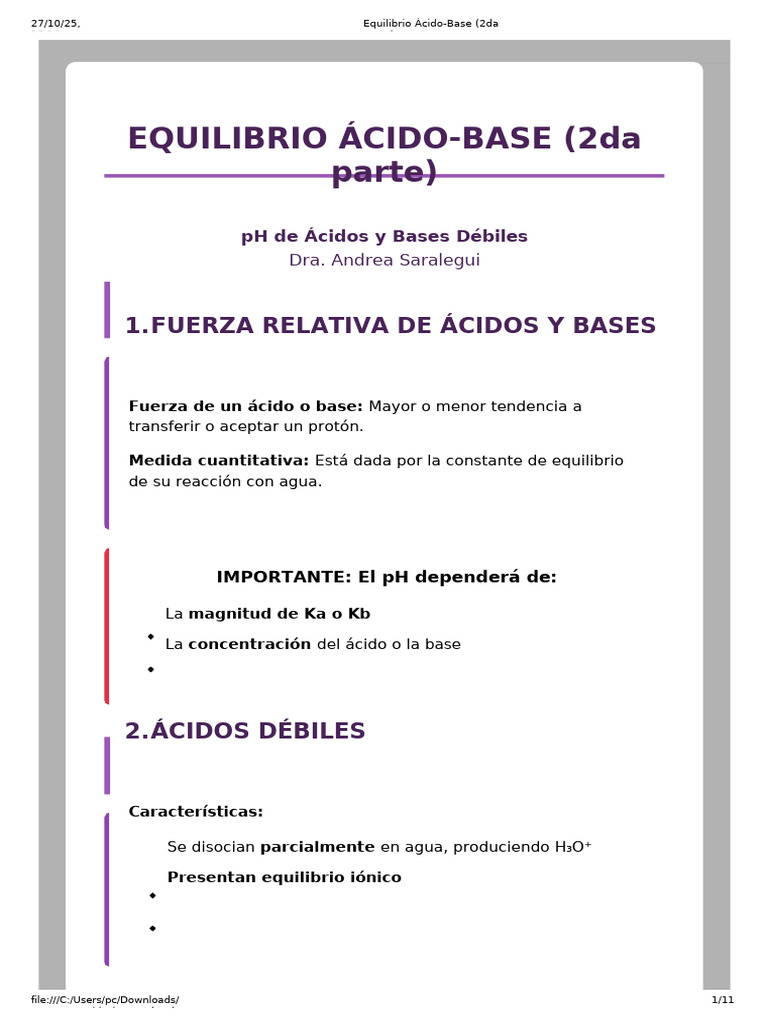 Equilibrio Ácido-Base (2da Parte) | PDF | Constante de disociación ...