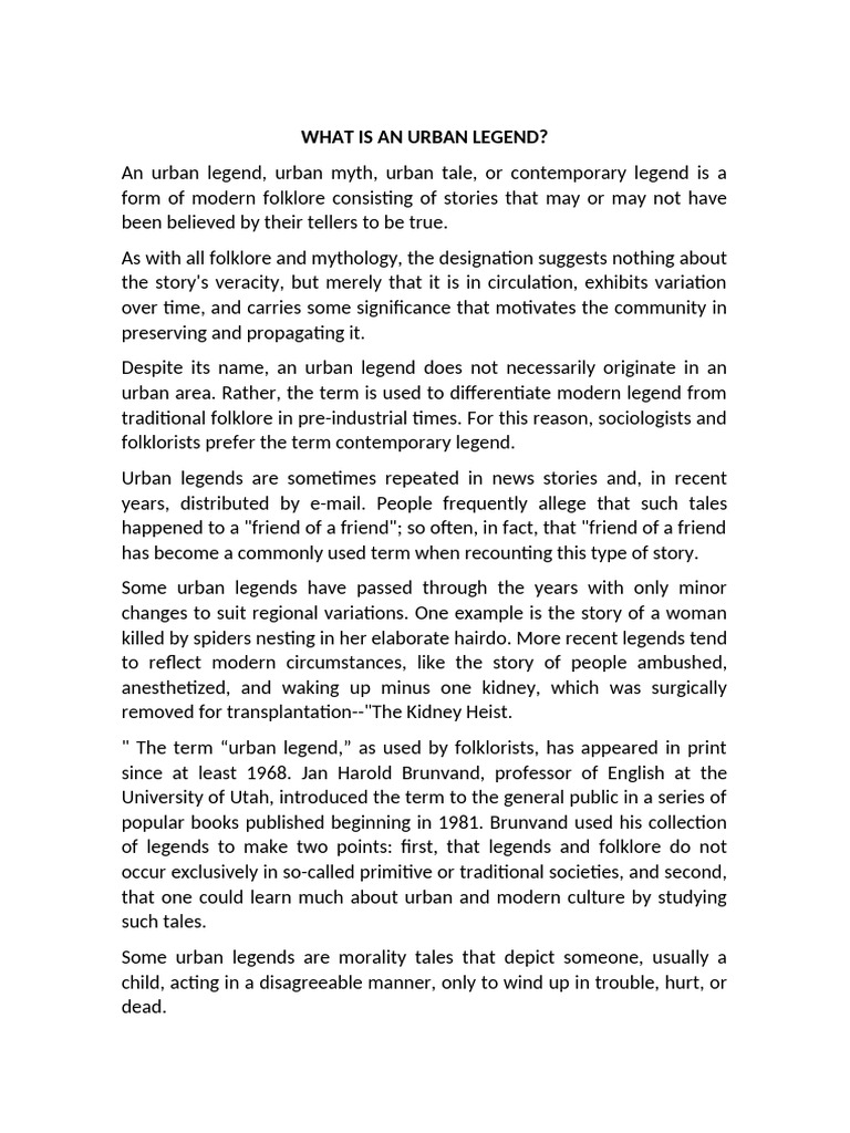 Understanding Urban Legends | PDF