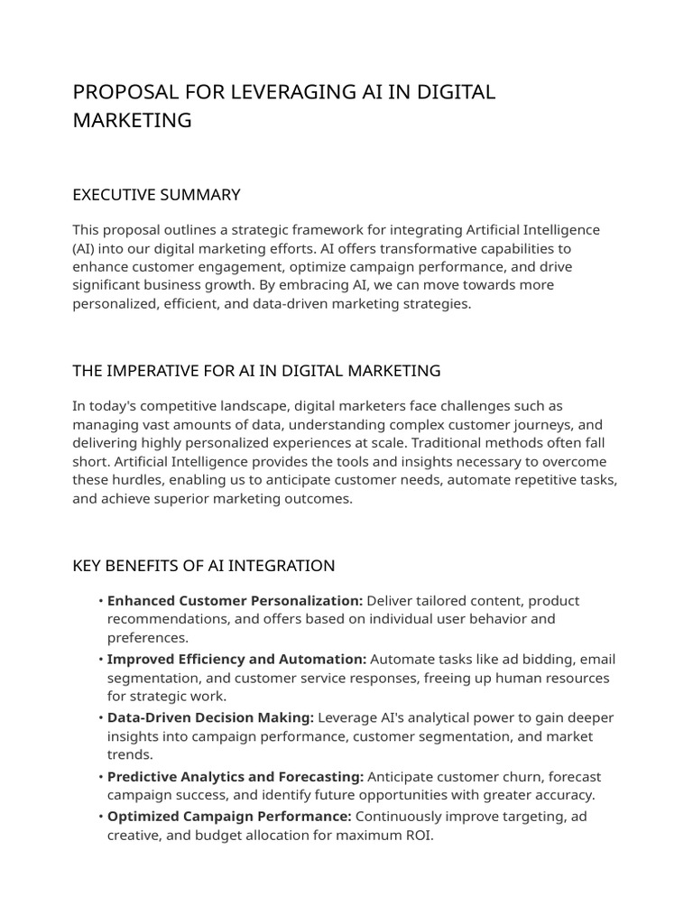AI Integration in Digital Marketing Proposal | PDF | Artificial ...