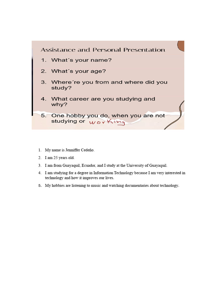 Asistance and Personal Presentation | PDF