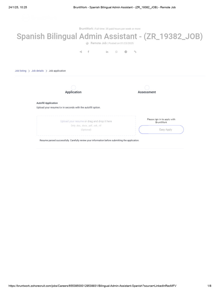BruntWork - Spanish Bilingual Admin Assistant - (ZR - 19382 - JOB ...
