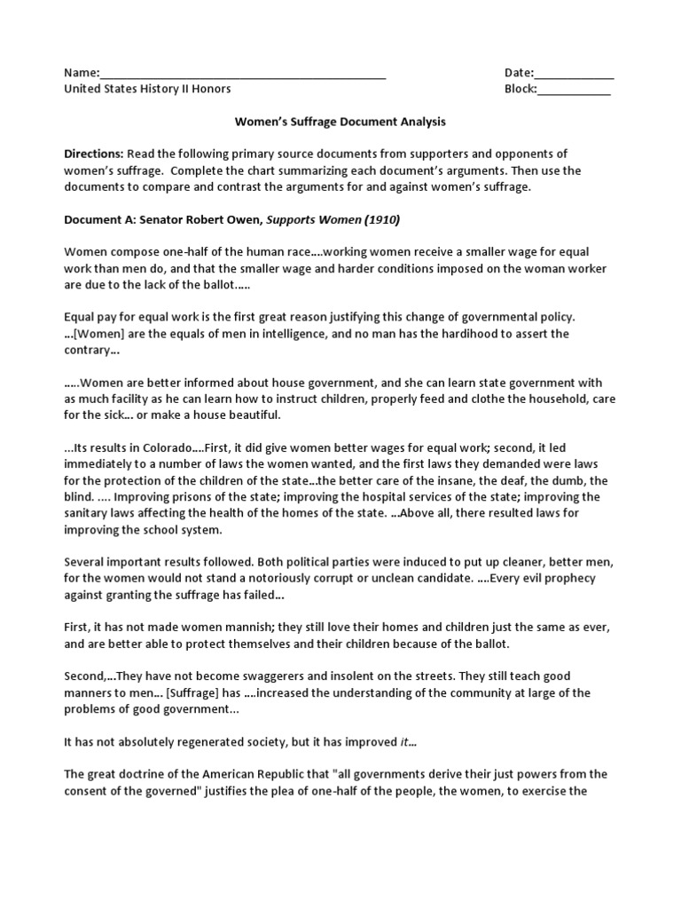 Women's Suffrage Documents | PDF | Natural And Legal Rights | Women's ...