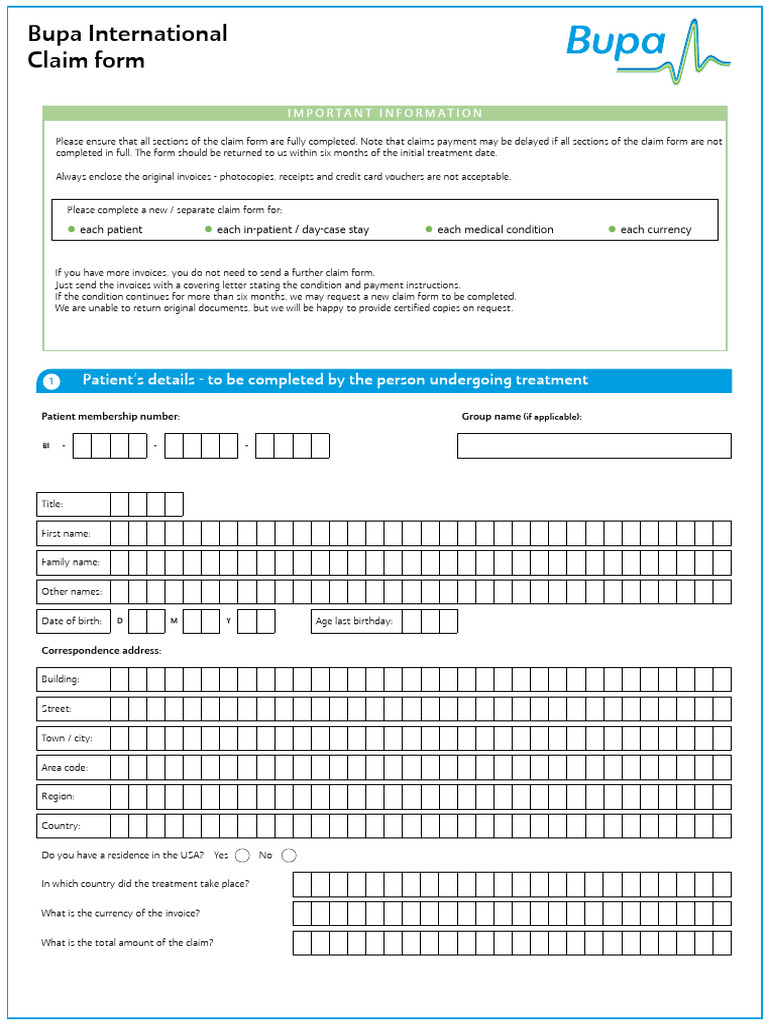 Bupa Claim Form | PDF | Payments | Cheque