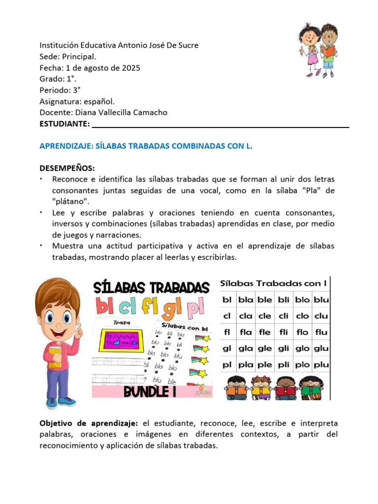 Sílabas Trabadas con L en Español | PDF | Sílaba | Fonética