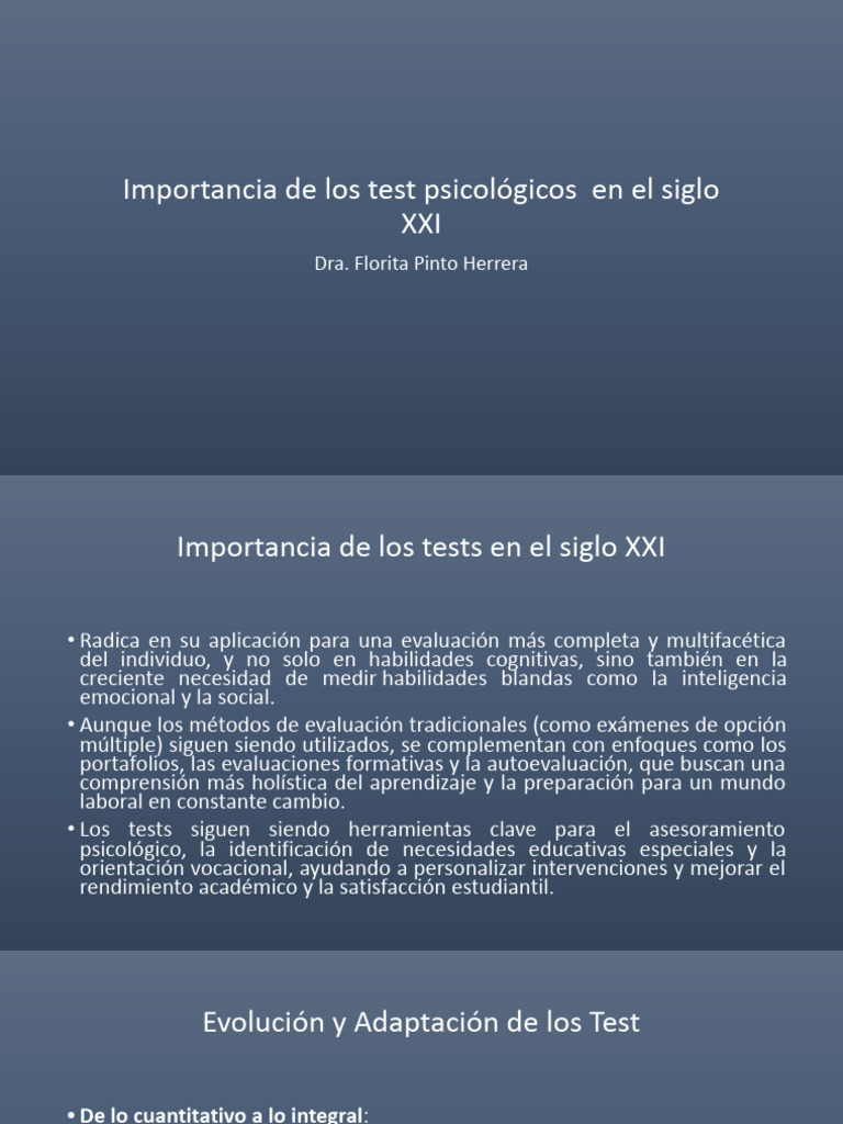 Importancia de Los Test Psicológicos en El Siglo XxI Agosto 2025 | PDF ...