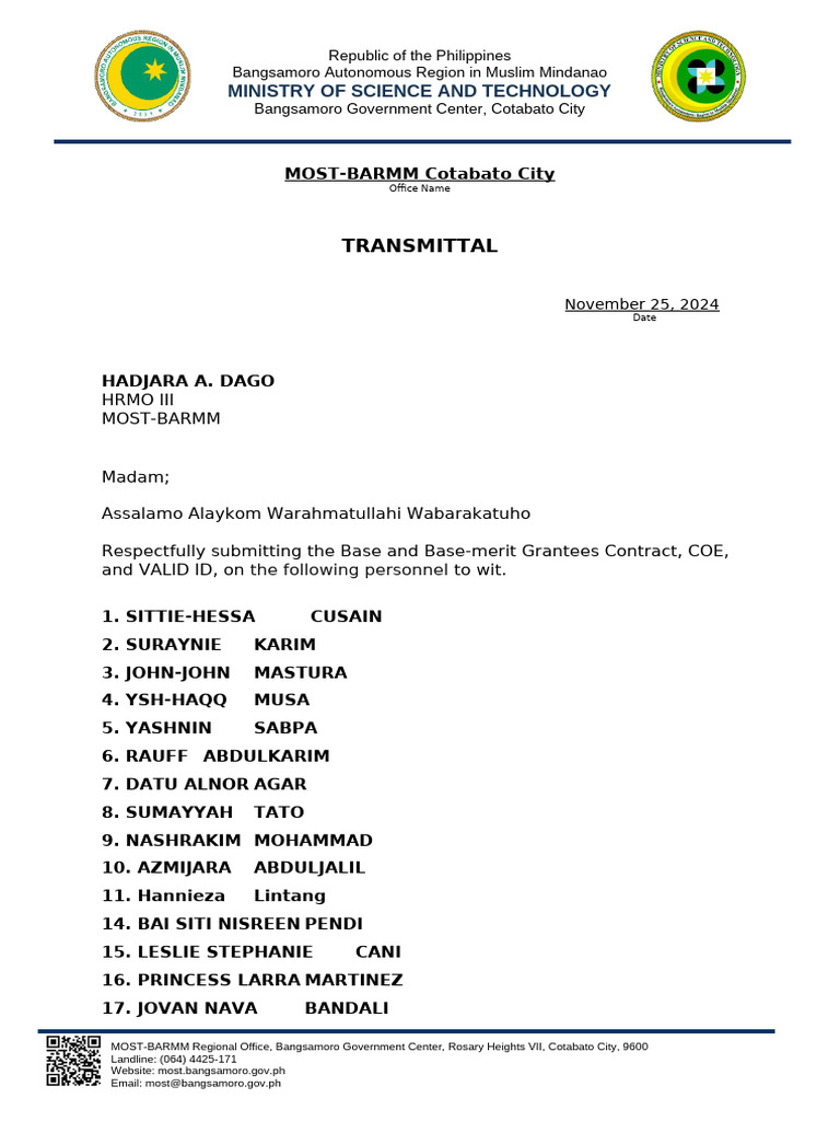MOST Template Transmittal | PDF