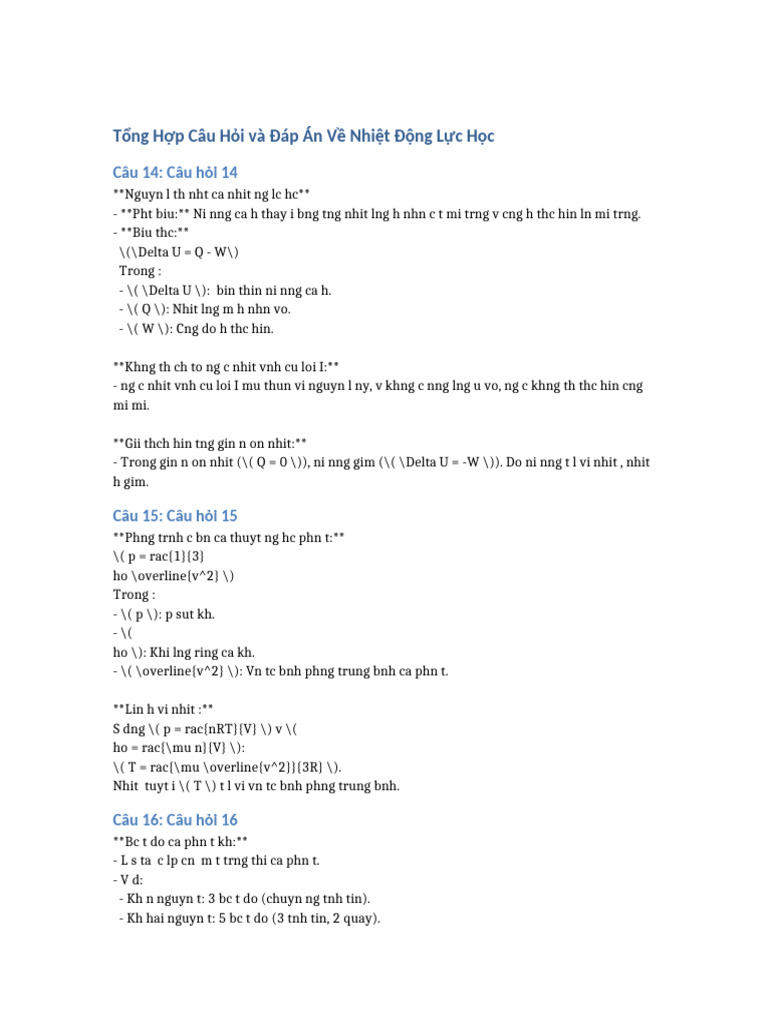 Tong Hop Nhiet Dong Luc Hoc Sach Loi | PDF