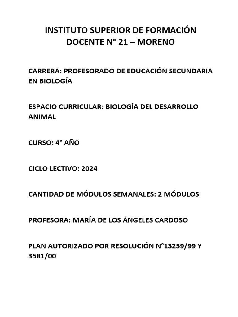 Biología del Desarrollo Animal: 4° Año | PDF | Fertilización en vitro ...
