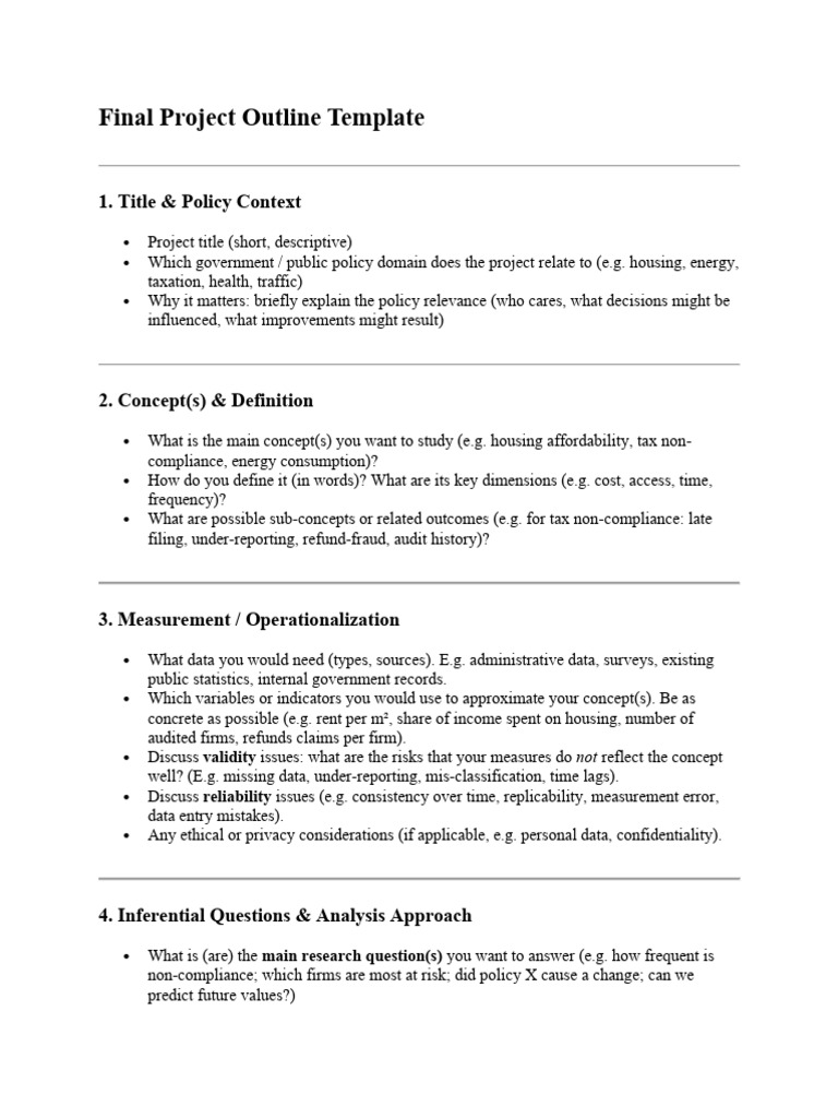 Final Project Outline Template Guide | PDF | Statistics | Science