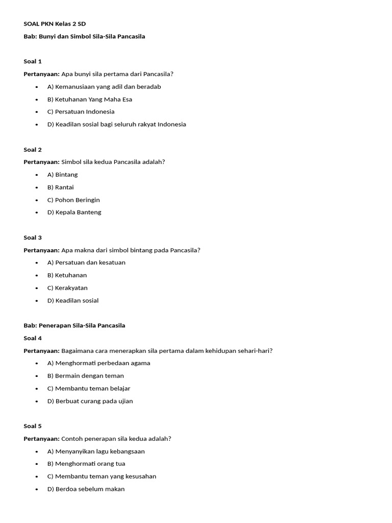 SOAL PKN 1 SEPT | PDF