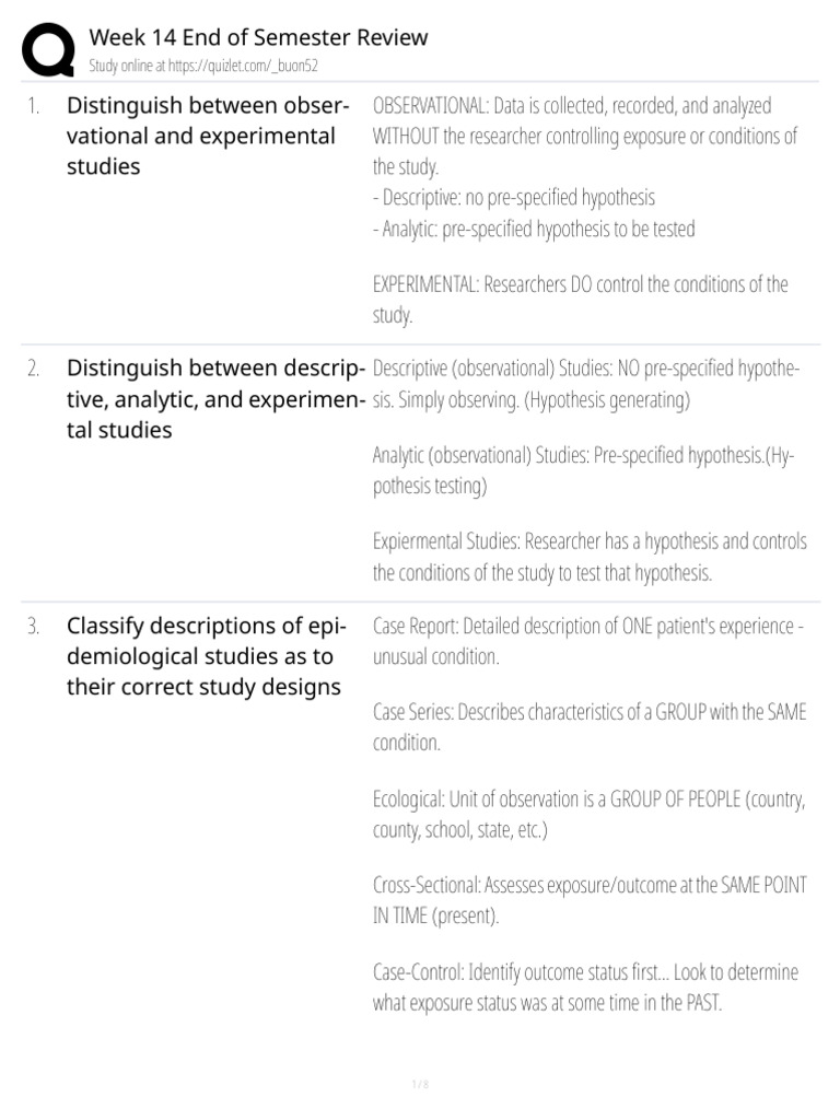 Week 14 End of Semester Review | PDF | P Value | Type I And Type Ii Errors