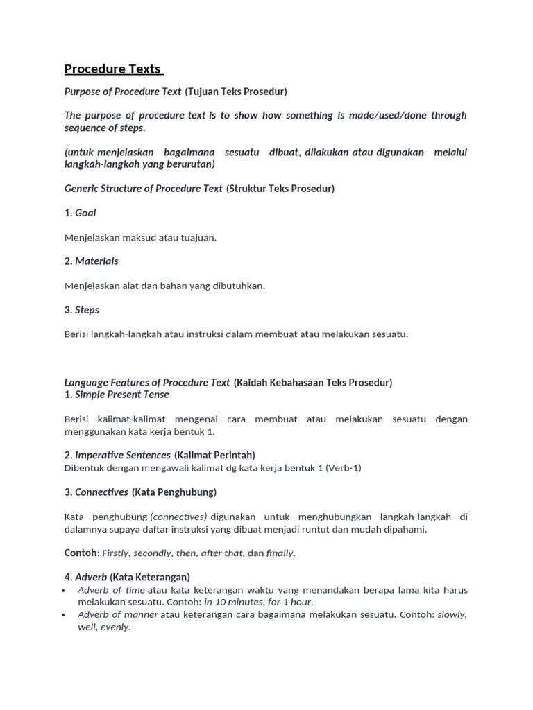 Understanding Procedure Texts and Usage | PDF | University And College ...
