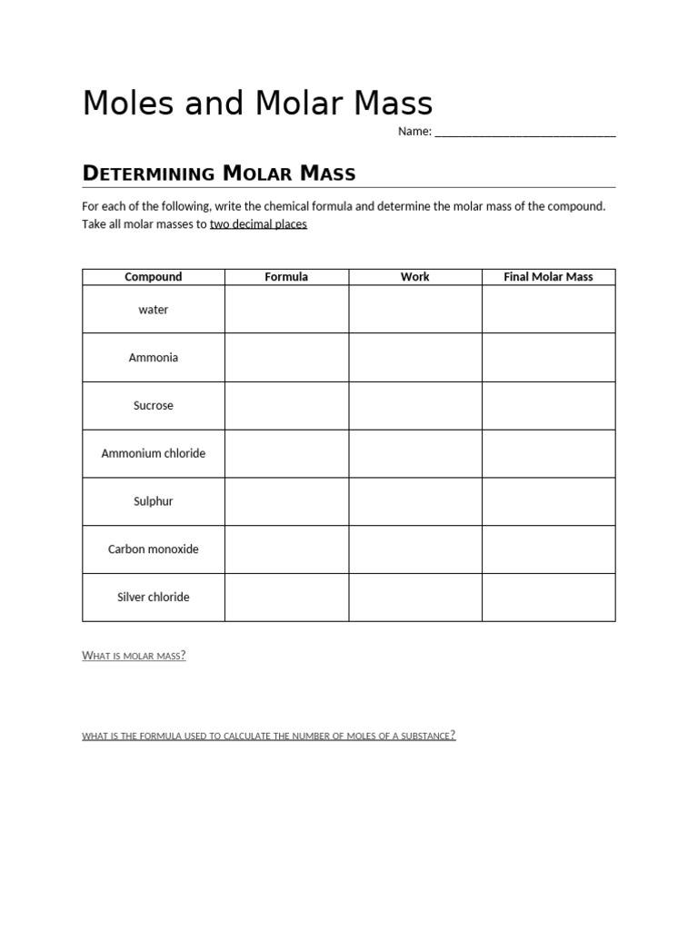 Moles and Molar Mass | PDF