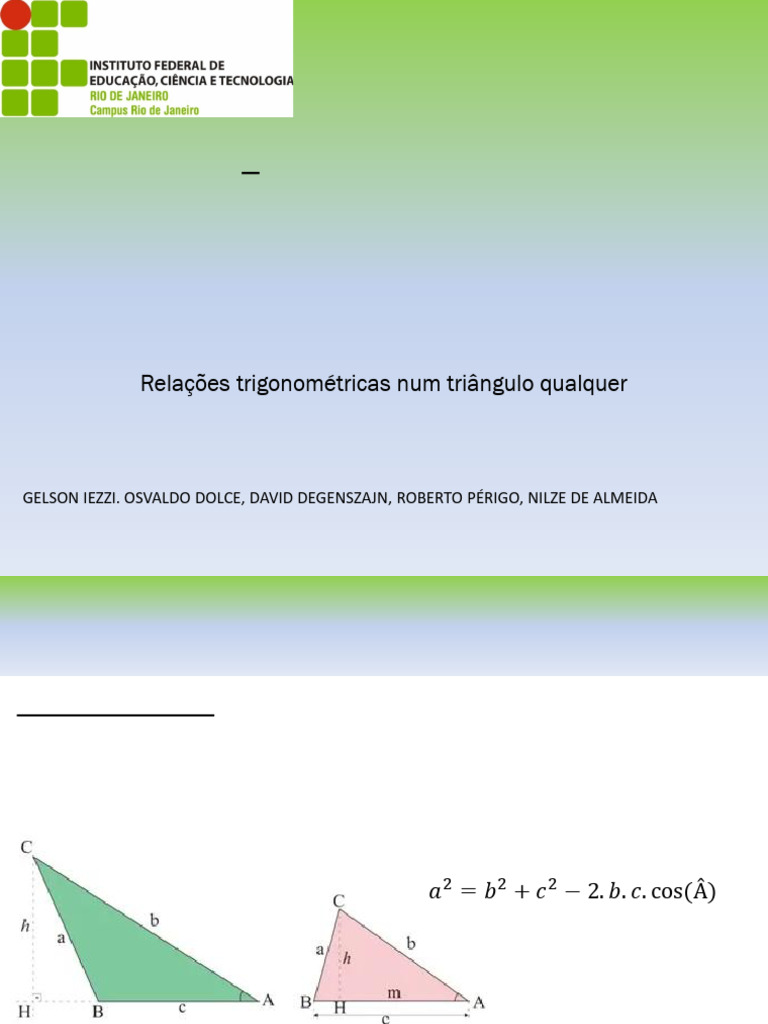 Relações Trigonométricas em Triângulos | PDF | Triângulo | Trigonometria