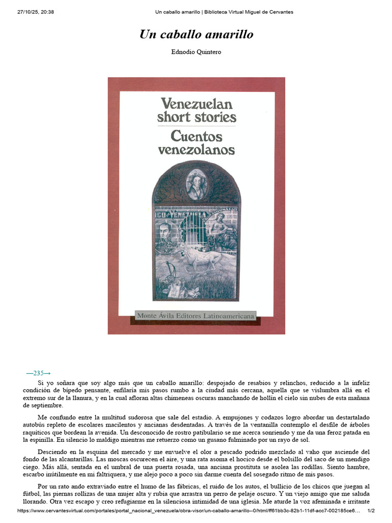 Un Caballo Amarillo - Biblioteca Virtual Miguel de Cervantes | PDF