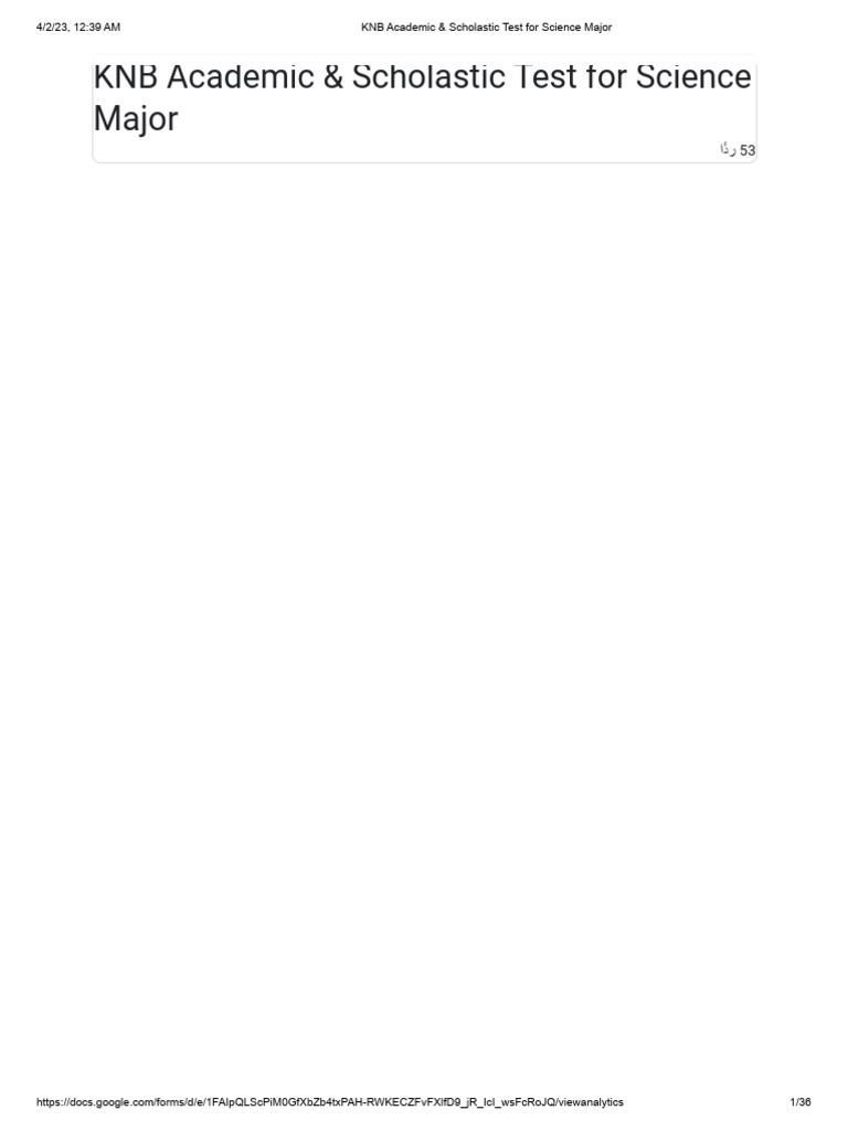 KNB Academic & Scholastic Test For Science Major222 | PDF