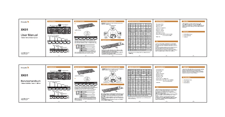 XK01 Foldable Keyboard User Manual 2024 | PDF