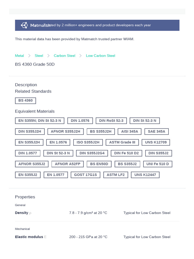 BS 4360 Grade 50D Steel Overview | PDF | Steel | Physical Sciences