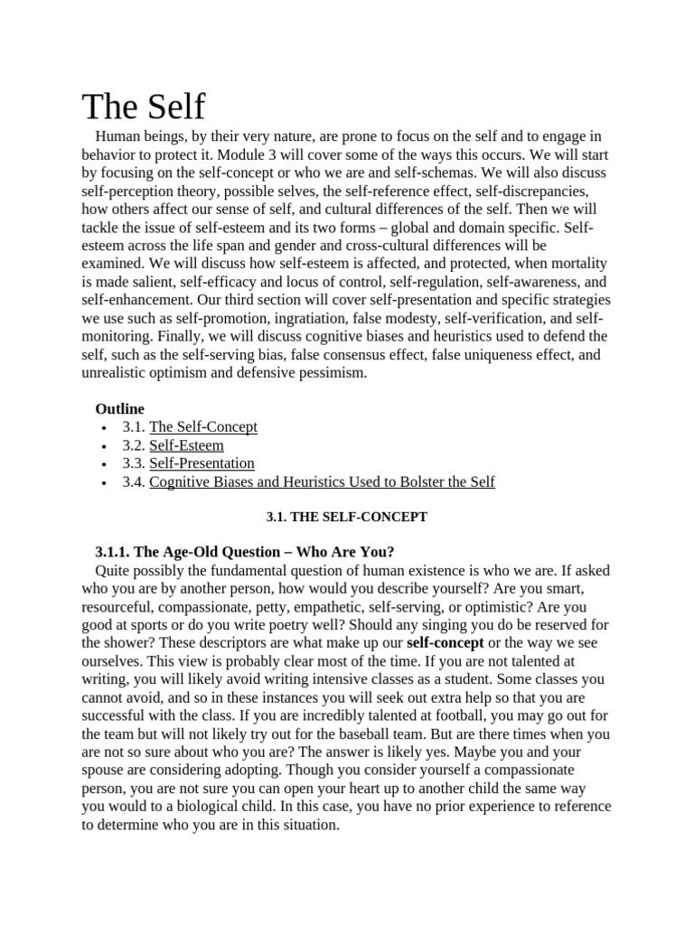 Understanding the Self-Concept and Self-Esteem | PDF | Self Esteem ...