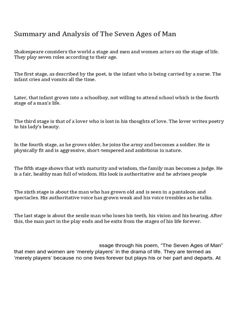 412741320 Summary and Analysis of the Seven Ages of Man | PDF
